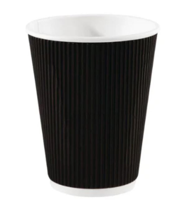 500 pcs 12oz Black Ripple Hot Drink Coffee Cups – LPack.co.uk