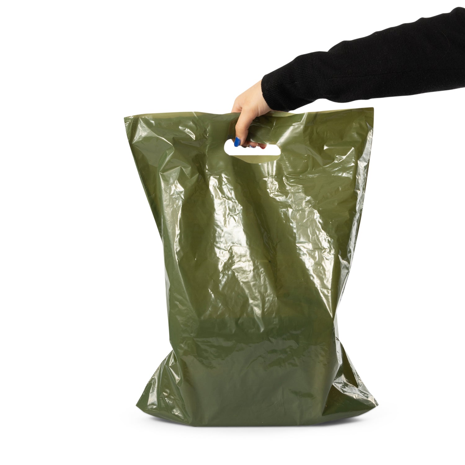 500 pcs 375mm x 450mm+75mm OBG Green Punch Out Patch Handle Carrier Ba ...