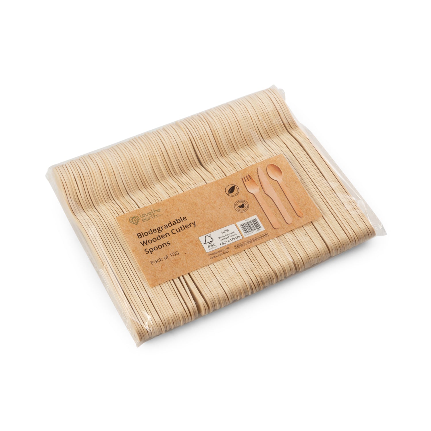 Box Of Wooden Eco Friendly Takeaway Spoons | L-Pack – LPack.co.uk